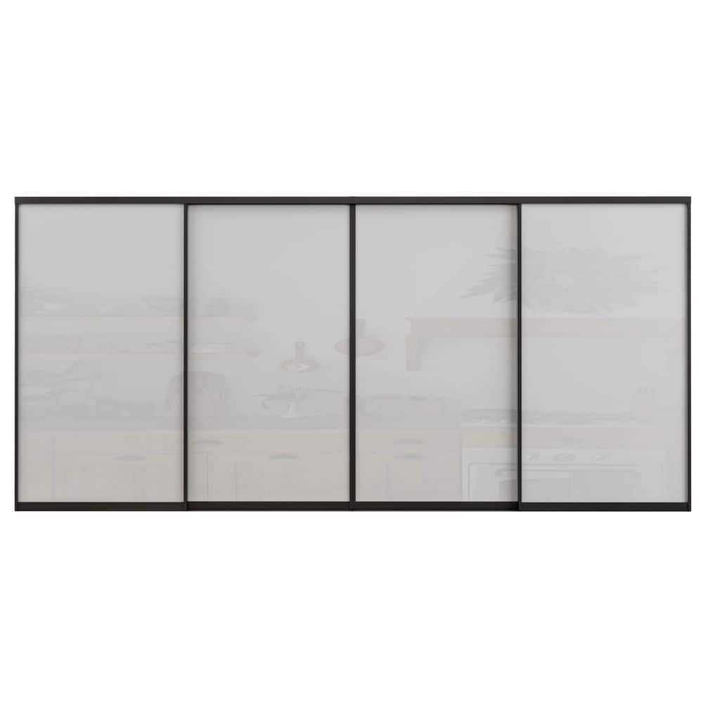 ARK DESIGN 144 in. x 80 in. 1-Lite Black Frosted Glass and Aluminum ...
