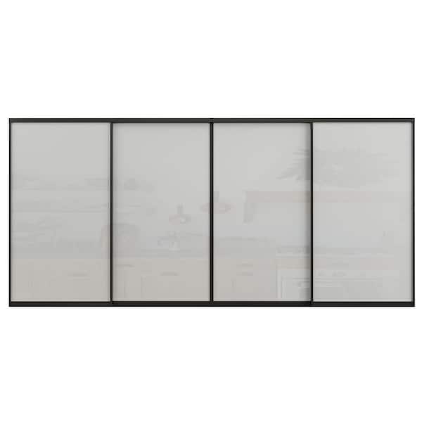 ARK DESIGN 144 in. x 80 in. 1-Lite Black Frosted Glass and Aluminum ...