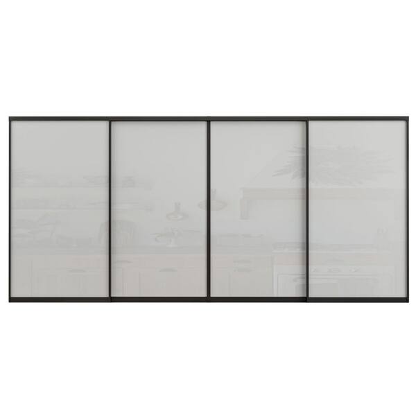 ARK DESIGN 144 in. x 80 in. 1-Lite Black Frosted Glass Aluminum Frame ...