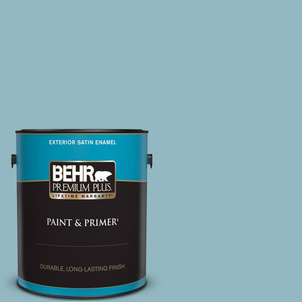 BEHR PREMIUM PLUS 1 gal. #PPU13-09 Tahoe Blue Satin Enamel Exterior ...