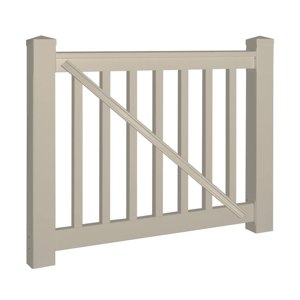 Weatherables Vanderbilt 3.5 ft. H x 5 ft. W Khaki Vinyl Railing Gate ...