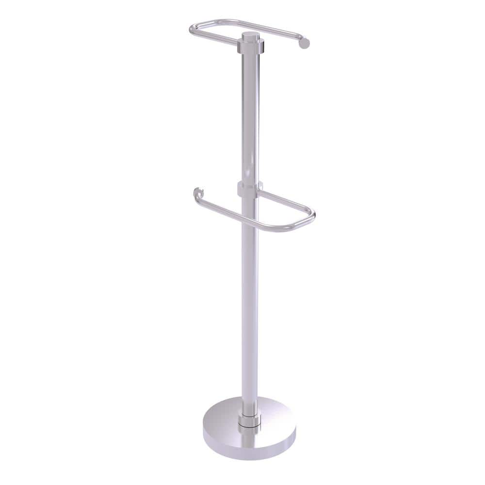 Allied Brass Free Standing 2-Roll Toilet Tissue Stand in Satin Chrome ...