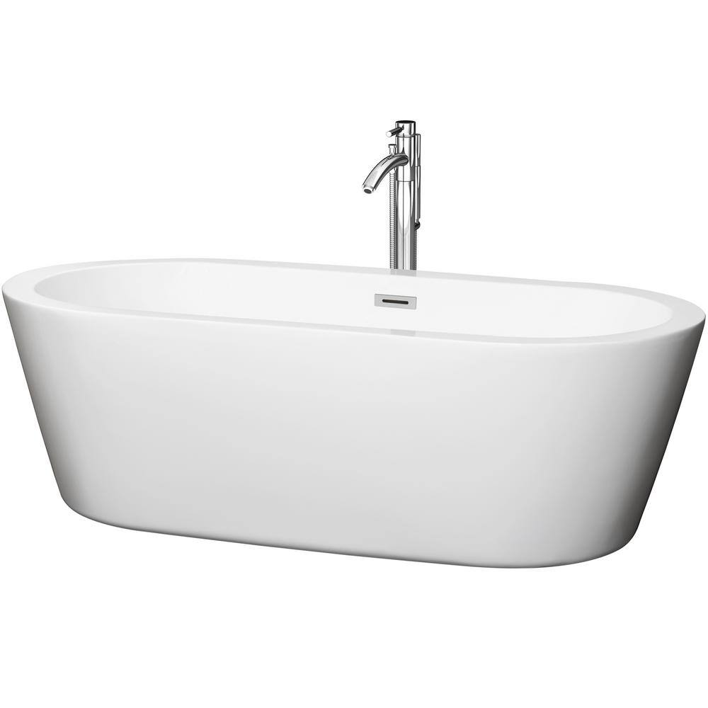 Wyndham Collection Mermaid 71 in. Acrylic Flatbottom Center Drain ...