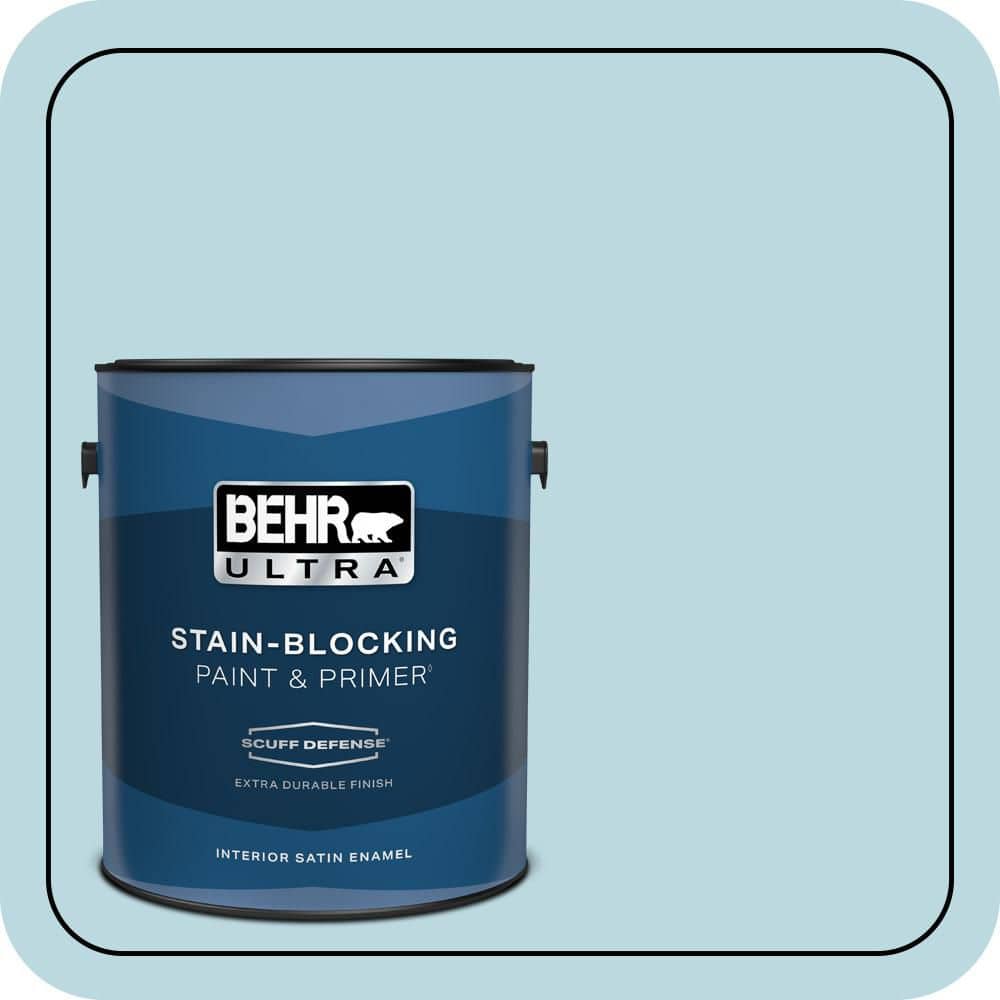BEHR ULTRA 1 gal. #S460-1 Air Blue Extra Durable Satin Enamel Interior ...