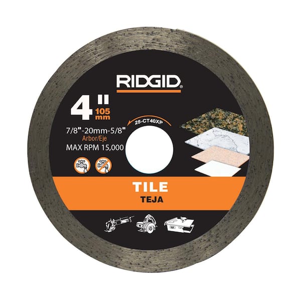 RIDGID 4 in. Tile Continuous Rim Diamond Saw Blade 25-CT40XP - The Home ...