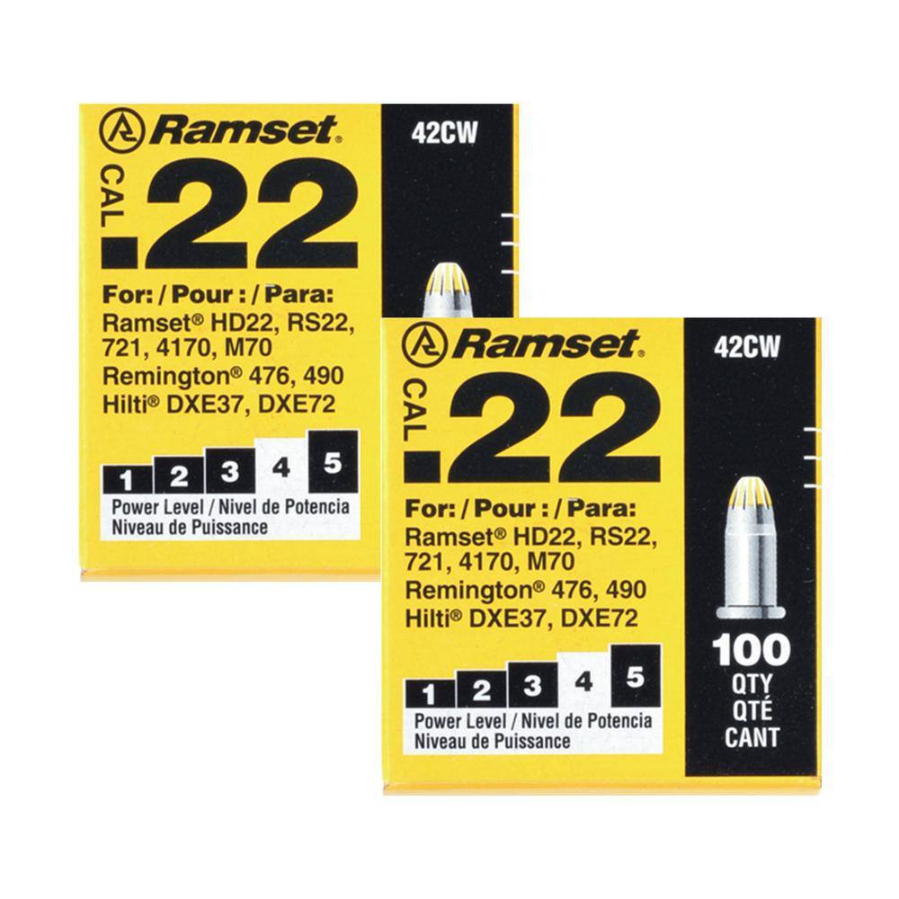 Ramset 0.22 Caliber Yellow Single Shot Powder Loads Combo Kit 2 of (100 ...