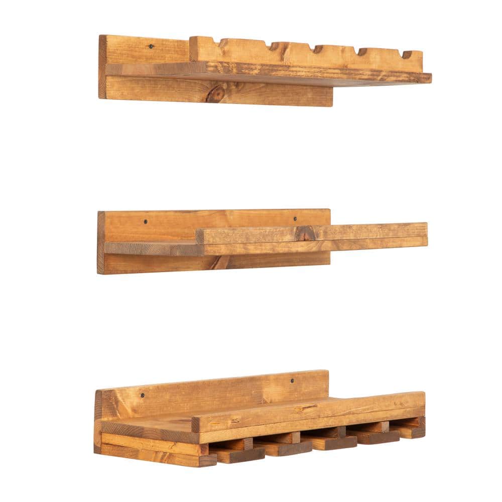 Intrinsic Haven Rustic Luxe 5-Bottle Light Brown Pine Wood Three Piece ...