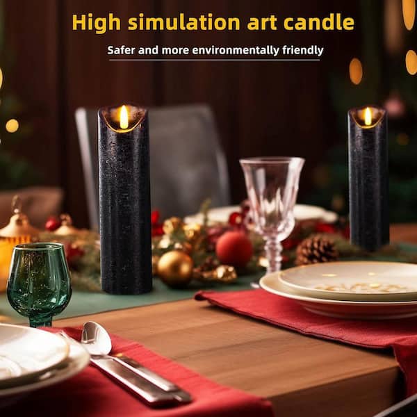 9 Pack Black Flameless LED Candles:Battery-Operated Real Wax with ...