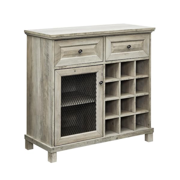 Home Source Industries Home Source Small Bar Cabinet in Grey Wash with ...