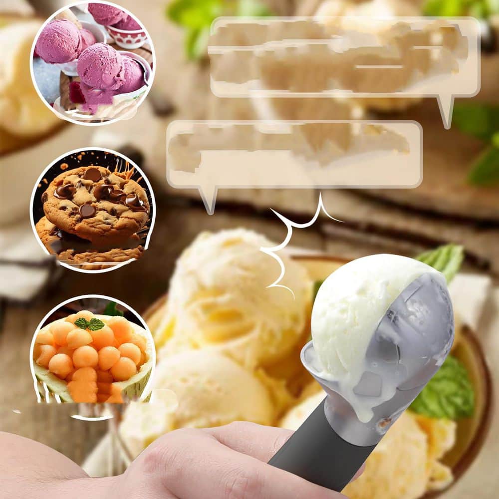 Wudkey Black Heated Ice Cream Scoop with LED Display, USB Rechargeable ...