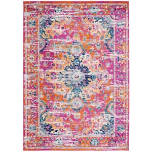 SAFAVIEH Madison Fuchsia/Gold 9 ft. x 12 ft. Border Floral Geometric ...