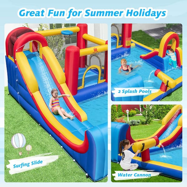 Gymax Inflatable Bounce House Water Slide Giant Kids Water Park w ...