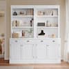 White 83.4 in. H Storage Cabinet with Storage Drawer, Modern Bookcase ...