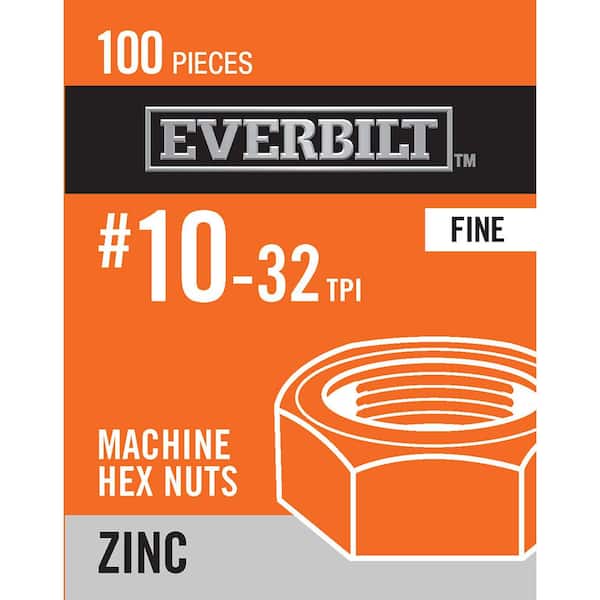 Everbilt #10-32 Electro Galvanized Zinc Plated Machine Screw Hex Nut ...