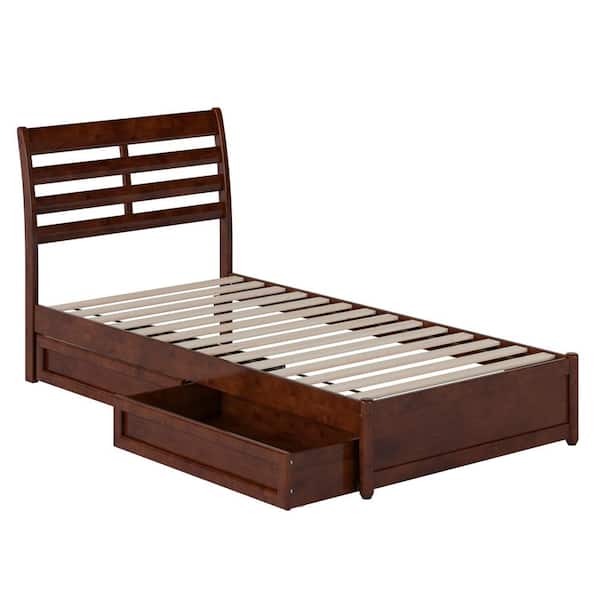 AFI Emelie Walnut Brown Solid Wood Frame Twin XL Platform Bed with ...
