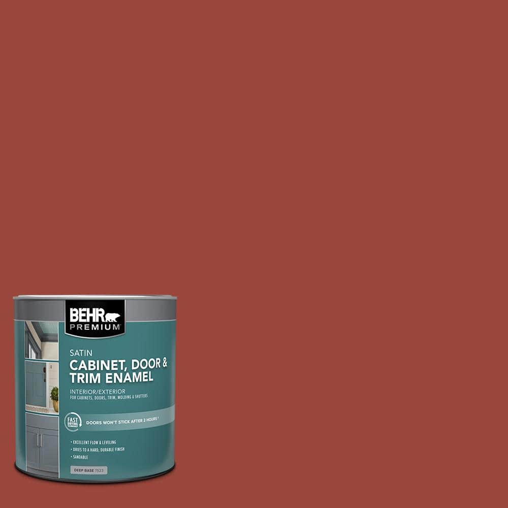 BEHR PREMIUM 1 qt. #S-H-190 Antique Red Satin Enamel Interior/Exterior ...