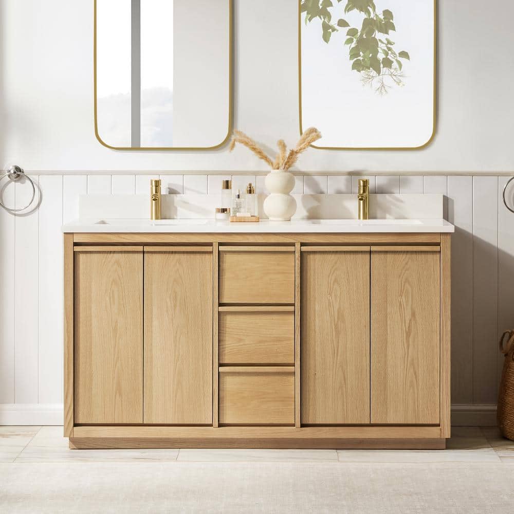 HOMEVY STUDIO Castelrotto 60 in. W x 22 in. D x 34.25 in. H Single Sink ...
