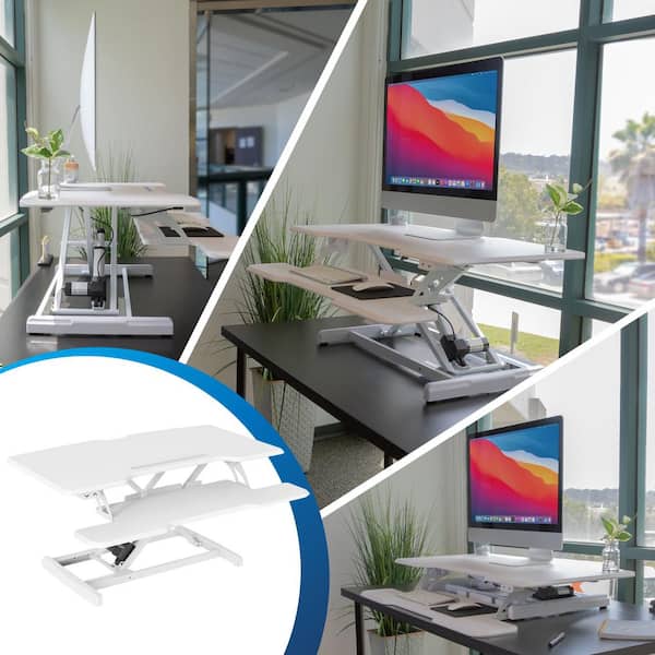 mount-it! 38 in. Rectangular White Height Adjustable Electric Standing ...