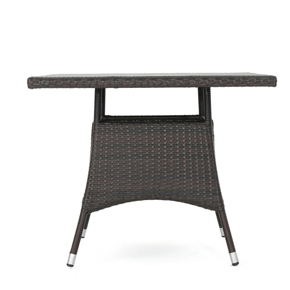 Noble House Octavia Multi-Brown Square Faux Rattan Outdoor Patio Dining ...