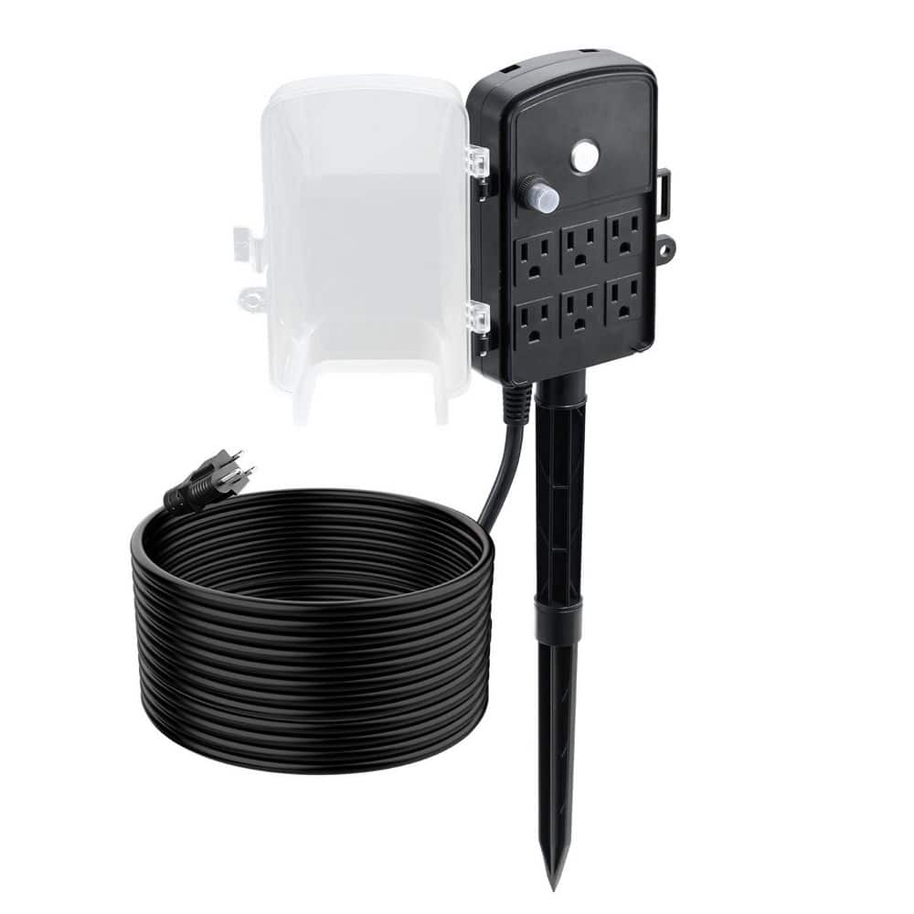 VEVOR Outdoor Power Stake, 25 ft. Extension Cord, Weatherproof Power ...