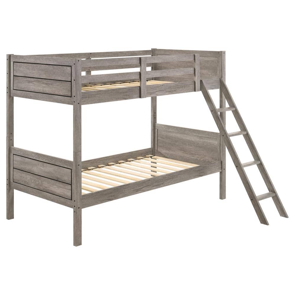 Coaster Ryder Weathered Taupe Twin over Twin Bunk Bed 400818 - The Home ...