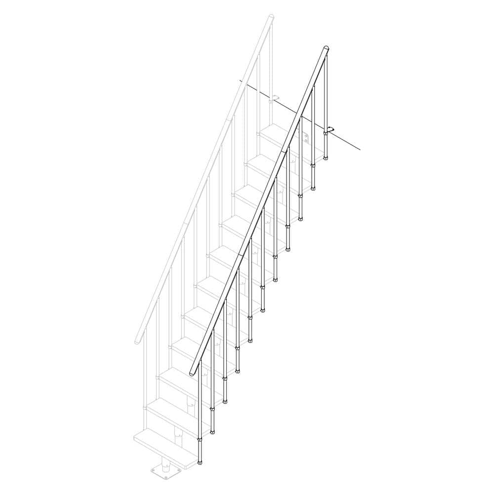 Dolle Dallas 36 in. H x 123 in. W Jet Black Steel Second Side Stair ...