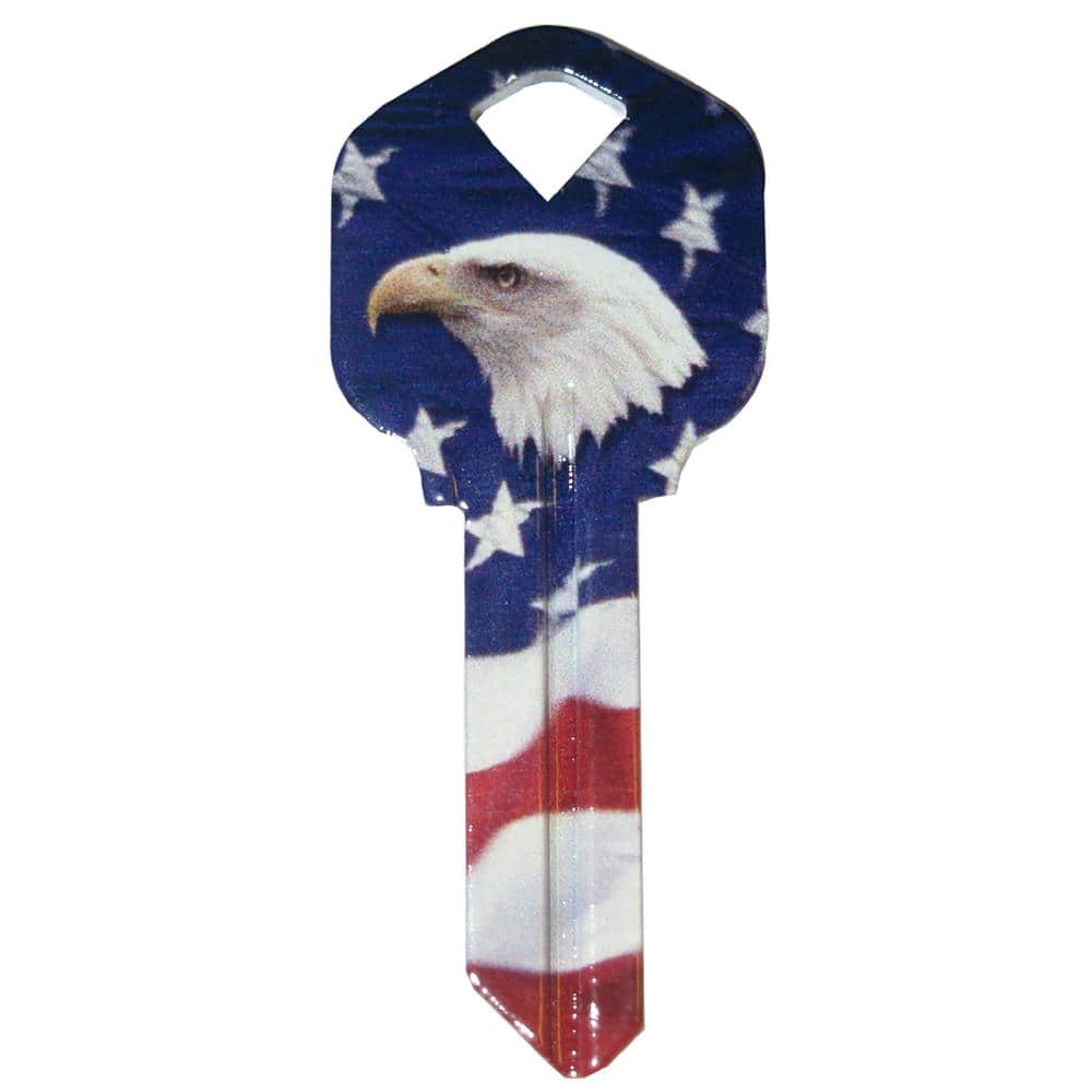 The Hillman Group Kwikset Brass House and Entry Key Blank Bald Eagle ...