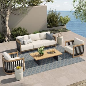 PEAK HOME FURNISHINGS Sereno 4-Piece Swivel Aluminum Outdoor ...