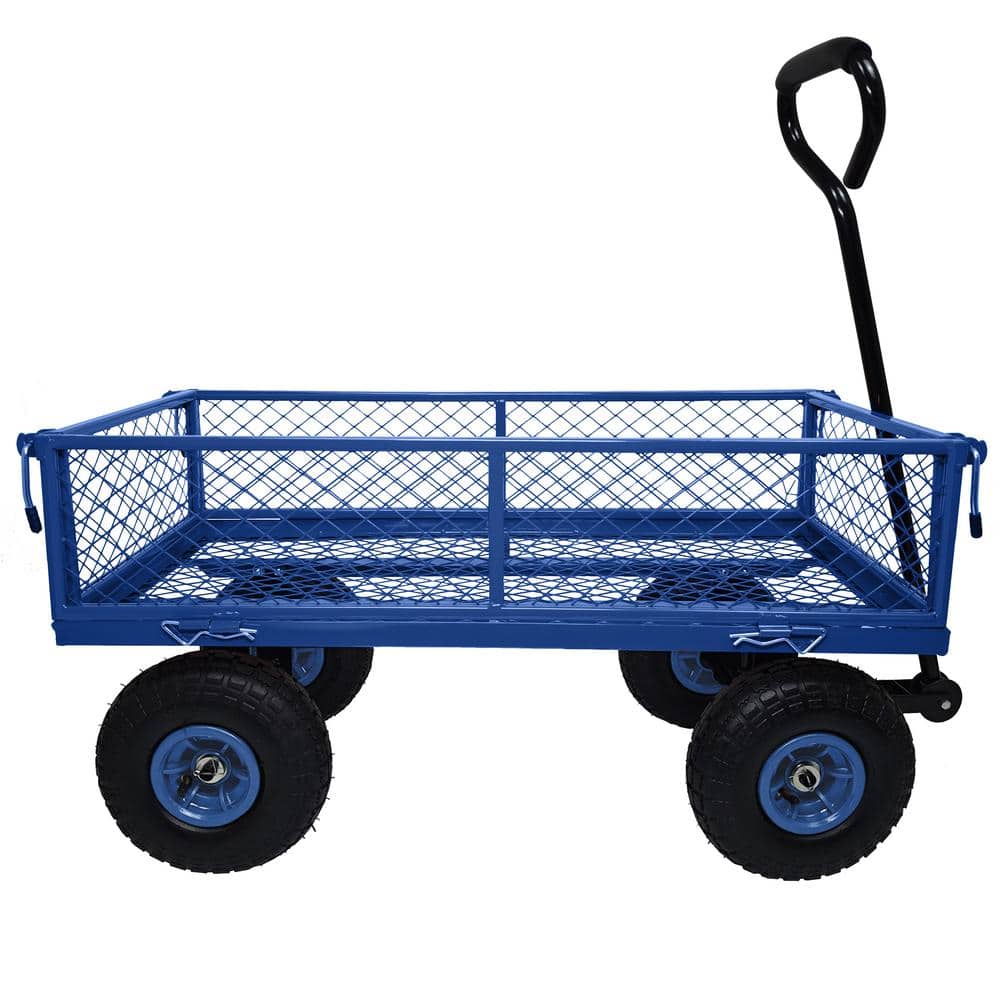 Zeus & Ruta 3 cu. ft. Blue Metal Steel Mesh Serving Cart, Removable ...