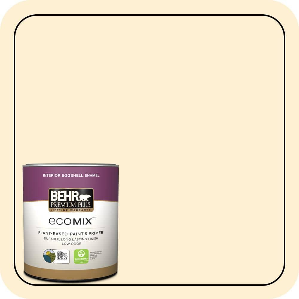BEHR PREMIUM PLUS 1 qt. #330A-1 Bonnie Cream Eggshell Enamel EcoMix ...