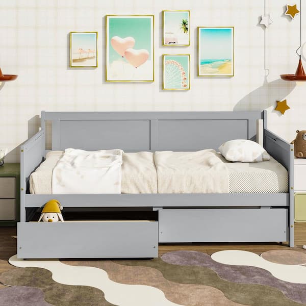 Nestfair Grey Twin Size Daybed with 2 Storage Drawers DB504P4144 - The ...