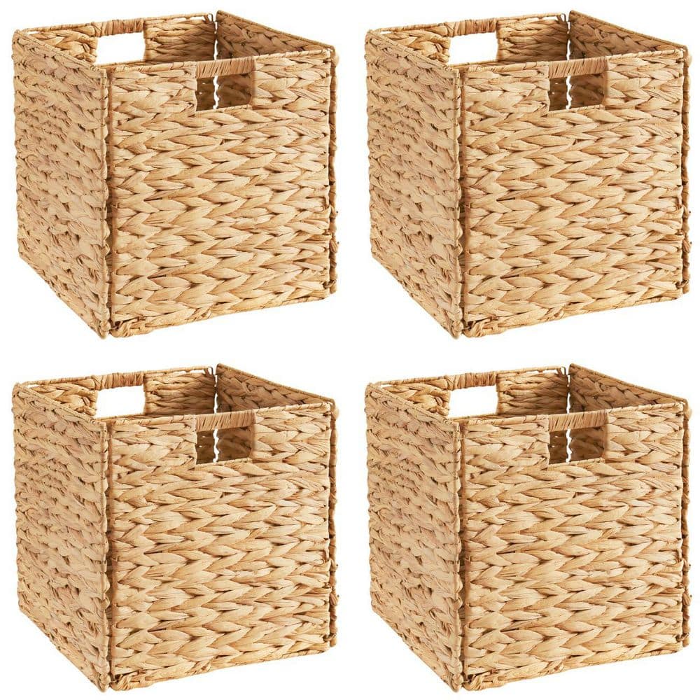 Ornavo Home Natural Brown, 10.5 in. x 10.5 in. Water Hyacinth Wicker ...