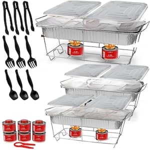 ALPHA LIVING 8 qt. Black Handle Stainless Steel Chafing Dish Complete ...