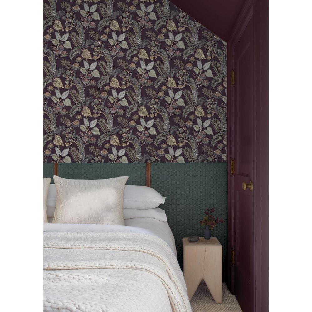 CHRIS LOVES JULIA Geneva Plum Peacock Paradise Wallpaper 4173-27644 ...