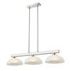 Cobalt 3-Light Brushed Nickel with Dome White Linen Shade Billiard ...
