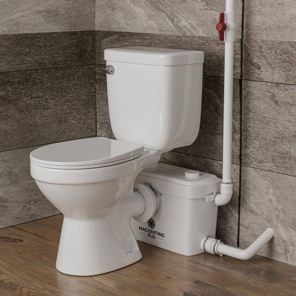 MaceratingFlo Pro 600W Macerating Toilet Round Bowl White 1.28GPF ...