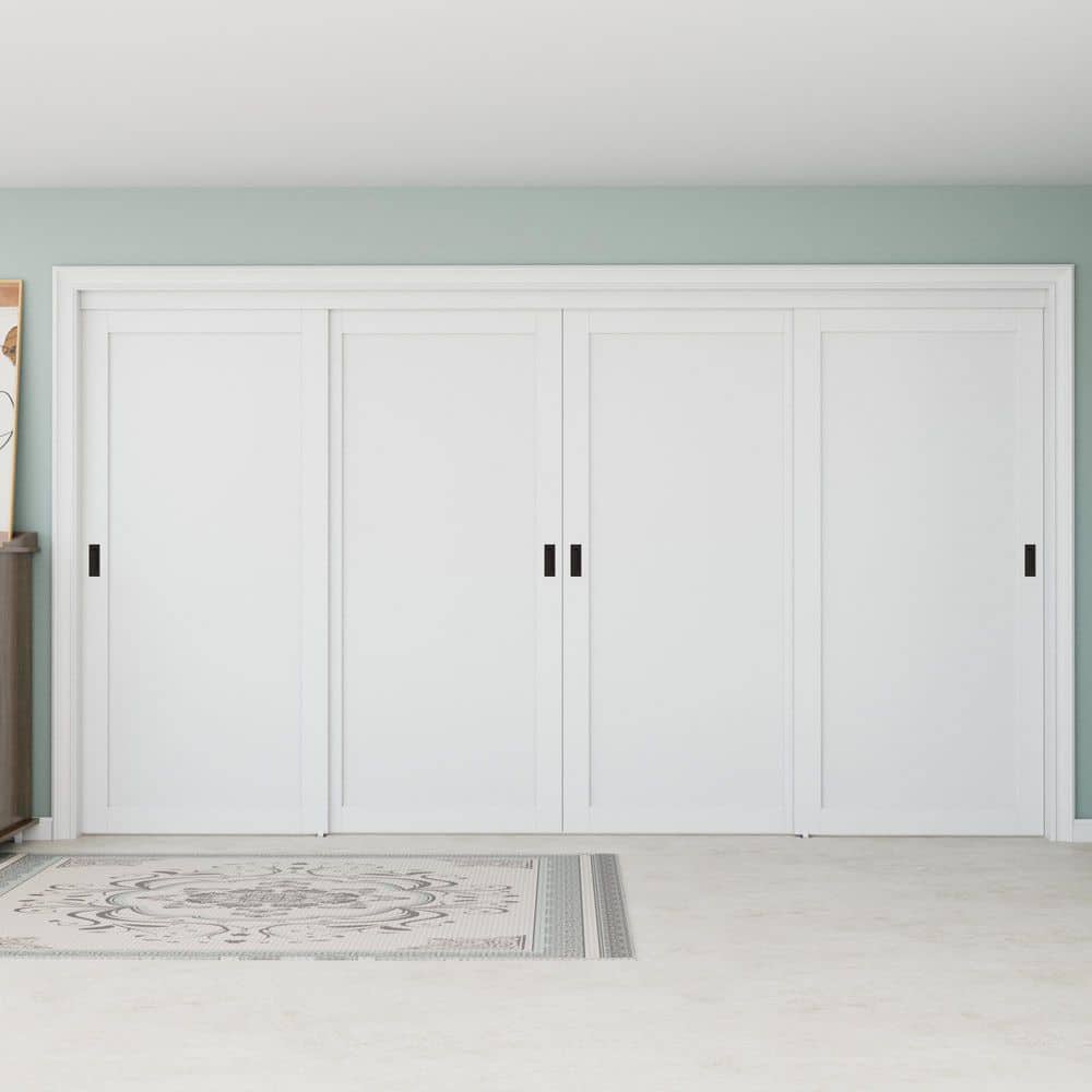 ARK DESIGN 144 in. x 80 in. Paneled 1-Lite White Finished MDF Muti ...