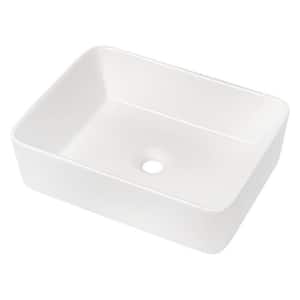 Satico 19.68 in. Ceramic Rectangle Vessel Sink Top Mount Bathroom Sink ...