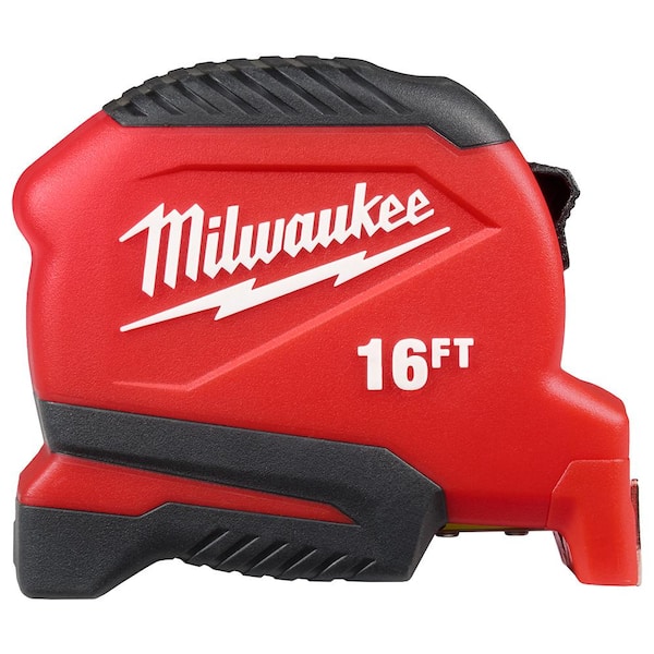 Milwaukee 16 ft. Compact Tape Measure with Fractional Scale 48-22-1716 ...