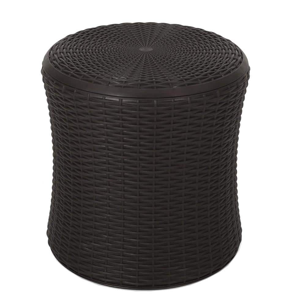 Dark Brown Plastic Outdoor Side Table Z084S7X8HN - The Home Depot
