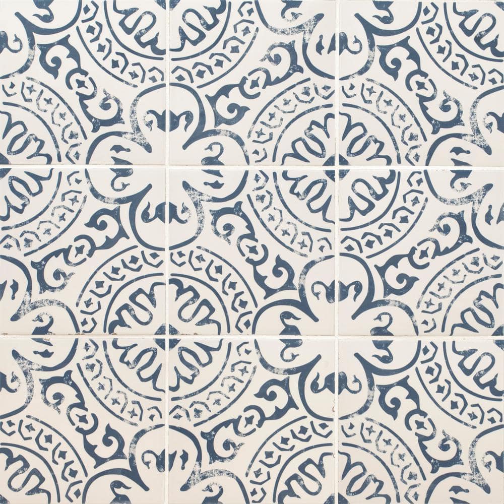 MSI Indigo Matte Indigo Porcelain Encaustic Tile Square 8 in. x 8 in ...