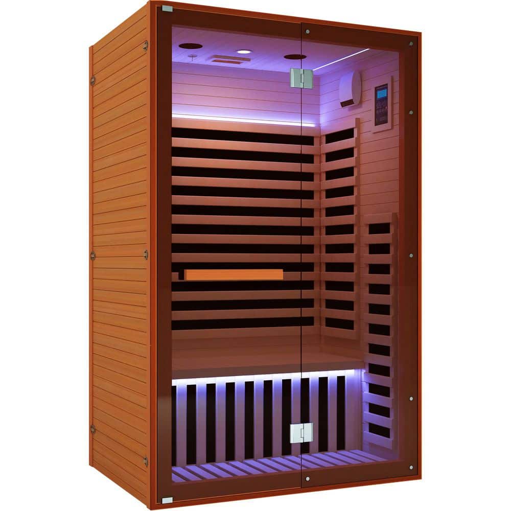 LIVACA Hemlock 2-Person Deluxe Sauna with Double Doors and Carbon ...