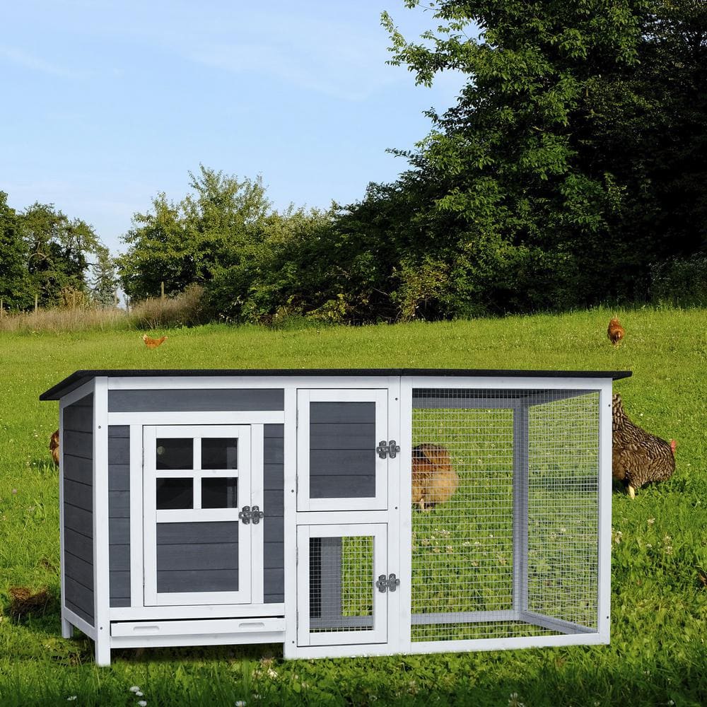 Tunearary Outdoor Animal House Chicken Coop Made of Fir Wood with Run ...