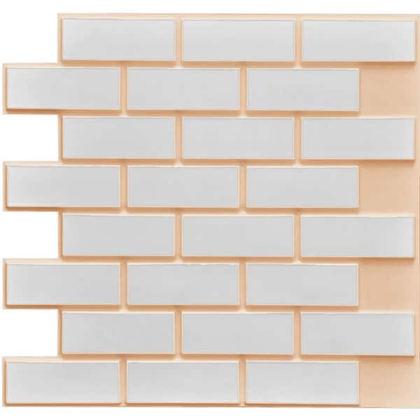 Dundee Deco 3D Falkirk Retro IV 23 in. x 23 in. White Beige Faux Brick ...