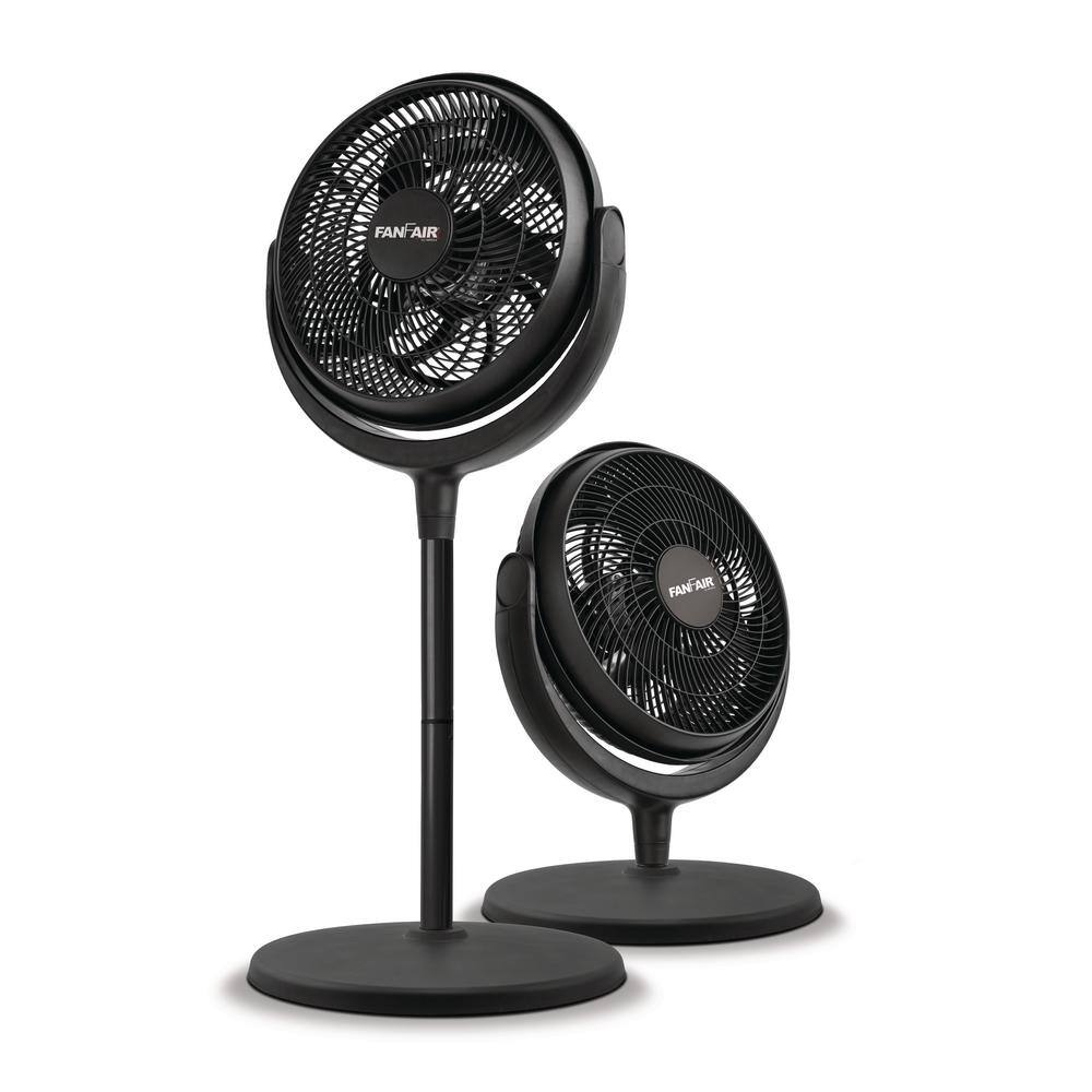 FANFAIR 12 in. 3 Speed Floor Fan with Vertical Tilt and Adjustable ...