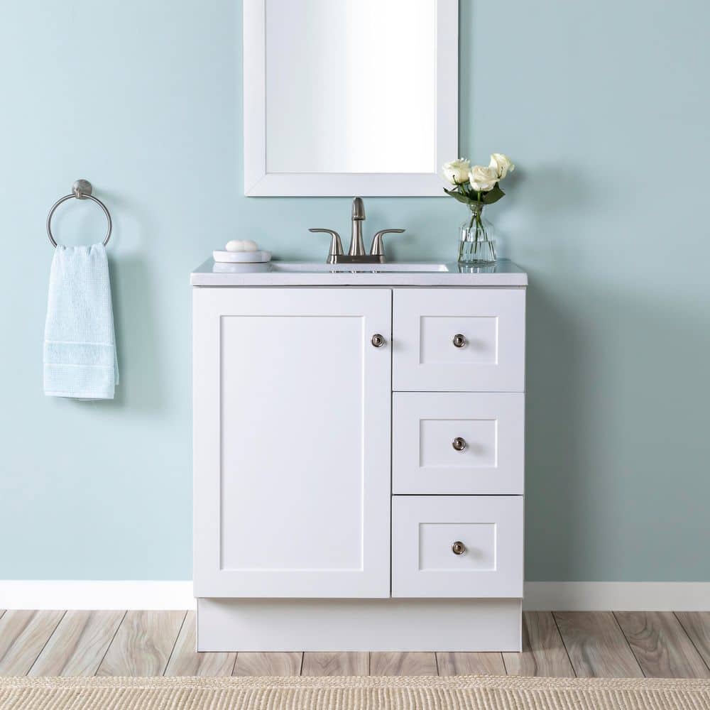 Reviews for Glacier Bay Bannister 31 in. Single Sink White Bath Vanity ...
