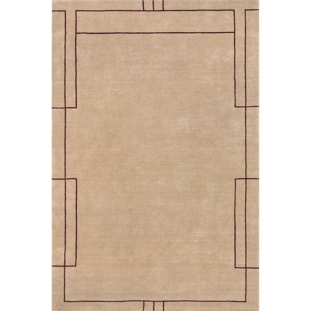 RUGS USA Nile Bordered Wool-Blend Tan 8 ft. x 10 ft. Area Rug MTRR01A ...