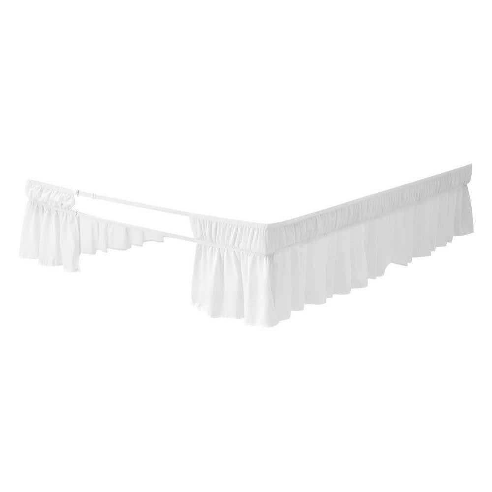 SKYSHALO 15 in. Drop, White Dust Ruffle with Adjustable Elastic Strap ...