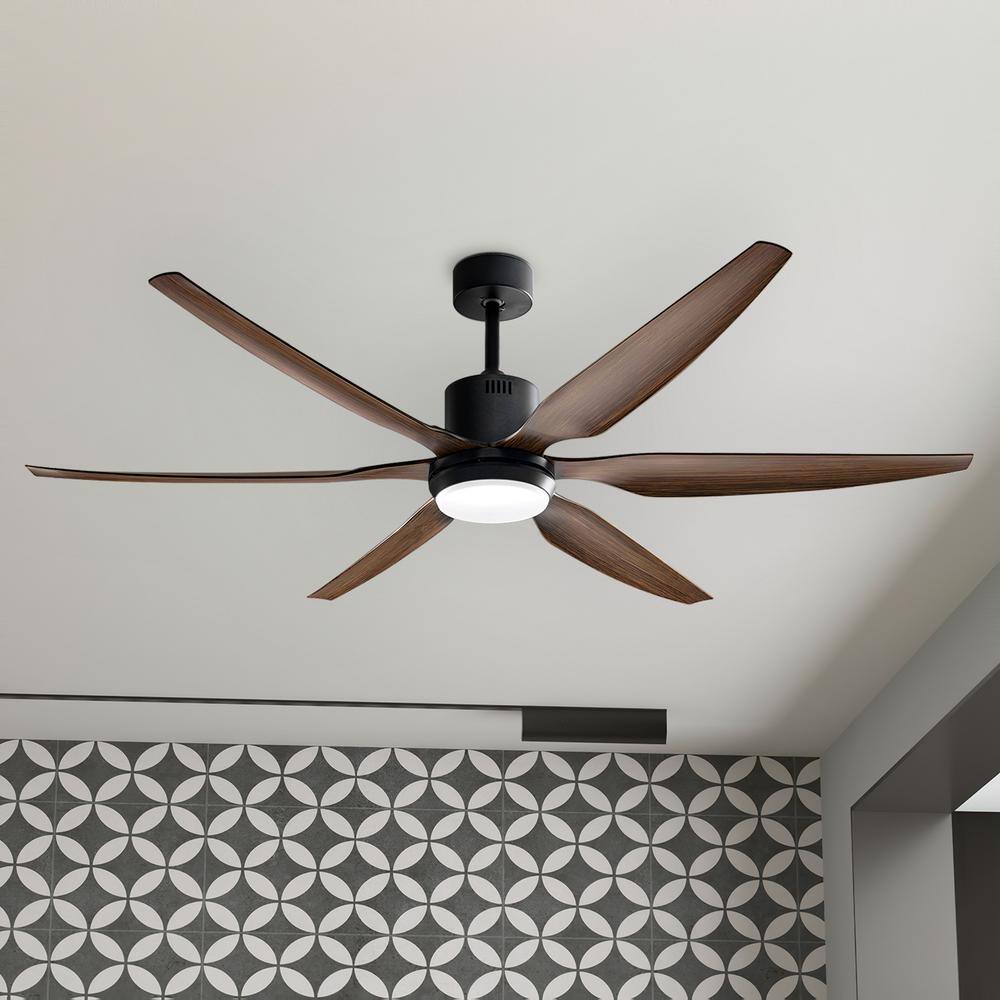 FUFU&GAGA 66 in. Indoor/Outdoor Integrated LED Black Ceiling Fan with ...