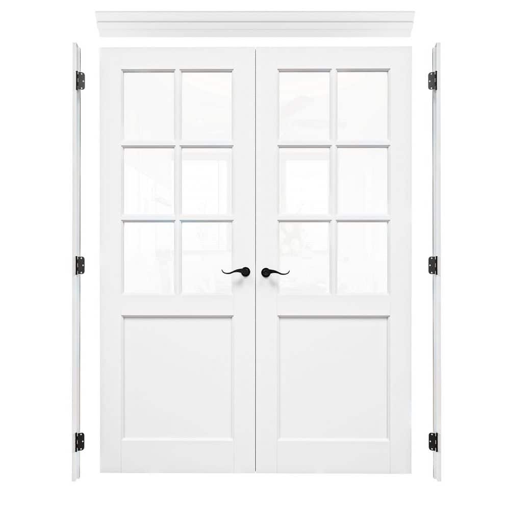 ARK DESIGN Assembly Required 60 in. x 80 in. 6-Lite Clear Glass White ...